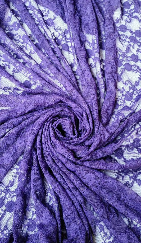 Bridal Stretch Lace – Lavender Flowers | FabricStore